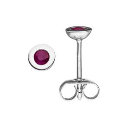 Jobo Damen Paar Ohrstecker "rund", 4,4mm, Wei&szlig;gold 375, wei&szlig;, Wei&szlig;gold 375, Ohrringe, 375 Wei&szlig;gold mit Rubin