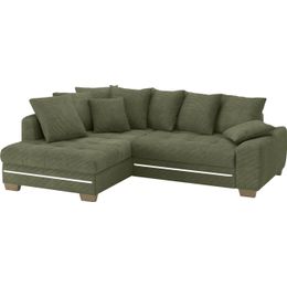Ecksofa MR. COUCH, B:243cm H:88cm T:190cm, grün, Stripes (92% Polyester / 8% Nylon), Wohnzimmer, Sofas, "Nikita II, L-Form", mit RGB-LED Beleuchtung,
