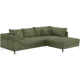 Ecksofa MR. COUCH, B:317cm H:98cm T:228cm, grün, Stripes (92% Polyester / 8% Nylon), Wohnzimmer, Sofas, "Portofino, L-Form", Mit