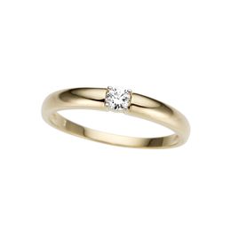 Firetti Damen Goldring "Schmuck Geschenk Gold 333 Damenring Verlobungsring Goldring Solitär", 19, Gelbgold 333, 2mm, weiß, Gelbgold 333, Fingerringe,
