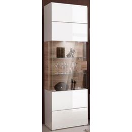 Vitrine Inosign, B:60,5cm H:204cm T:37cm, weiß, ABS-Kunststoff, FSC-zertifizierter Holzwerkstoff, Glas, MDF, Melamin, Wohnzimmer, Schränke,