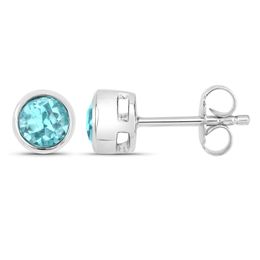 VIRA JEWELS Damen Paar Ohrstecker "925-Sterling Silber rhodiniert glänzend Apatit blau rund", one-size, 1, Silber 925 (Sterlingsilber), weiß, Silber