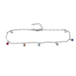 ZEEme Damen Armband "Silber 925 rhodiniert mit bunten Kristallen 16+3cm lang", 16+3cm, Silber 925 (Sterlingsilber), wei&szlig;, Silber 925