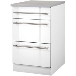 Wiho-K&uuml;chen Unterschrank WIHO K&Uuml;CHEN, B:50cm H:85cm T:60cm, wei&szlig;, K&uuml;che, Schr&auml;nke, "Chicago", 50 cm breit mit 2 Ausz&uuml;gen