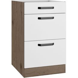 Wiho-K&uuml;chen Unterschrank WIHO K&Uuml;CHEN, B:50cm H:82cm T:57cm, wei&szlig;, Holzwerkstoff, K&uuml;che, Schr&auml;nke, "Elba", Breite 50 cm, mit zwei Ausz&uuml;gen