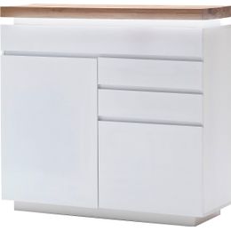 Sideboard MCA furniture, B:120cm H:114cm T:40cm, weiß, MDF, Massivholz, Wohnzimmer, Sideboards, "Romina", mit LED Beleuchtung weiß dimmbar, inkl.
