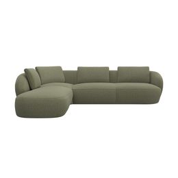 Ecksofa FLEXLUX, B:296cm H:85cm T:237cm, grün, Wohnzimmer, Sofas, "Torino, rund, L-Form, Sofa-Ecke mit Ottomane", Modernes, organisches Sofa-Design,