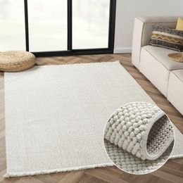 Teppich, B:200cm H:7mm L:290cm, weiß, MyFlair MÖBEL & ACCESSOIRES, Polyester, Wohnzimmer, Teppiche, "Ava", Uni Farben, meliert, Sisal-Optik, auch in