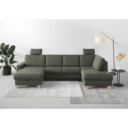 Wohnlandschaft Home Affaire, B:314cm H:91cm T:170cm, grün, 95% Polyester, 5% Polyamid, Sofas, "Summer U-Form", mit oder ohne Bettfunktion und