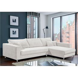 Ecksofa Inosign, B:252cm H:89cm, weiß, 92% Polyester / 8% Nylon, Wohnzimmer, Sofas, "153", Inkl. Schlaffunktion und großen Strauraum