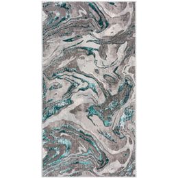 Teppich FLAIR RUGS, B:200cm H:12mm L:290cm, grün, Kunstfaser, Wohnzimmer, Teppiche, "Marbled", dezenter Glanz, mehrfarbig, modernes Marmor-Design