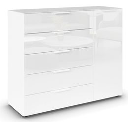 Schubkastenkommode Rauch, B:120cm H:99cm T:42cm, wei&szlig;, Holzwerkstoff, Sideboards, "Kommode T&uuml;rkommode Sideboard Kombikommode FLIPP mit Glasfront",