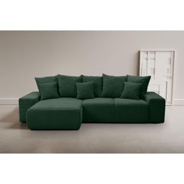 Ecksofa WERK2, B:300cm H:76cm T:150cm, grün, 90% Polyester, 10% Nylon, Wohnzimmer, Sofas, "Riwa, modernes Sofa zum Kuscheln und Entspannen, Breite