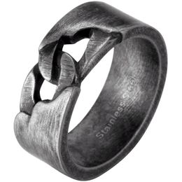Firetti Damen Fingerring "Schmuck Geschenk Edelstahl Ring Damen Herren Panzerkette Vintage", 64, Edelstahl, 9,1mm, schwarz, Edelstahl, Fingerringe