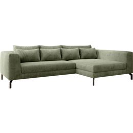 Ecksofa Inosign, B:284cm H:82cm T:172cm, grün, 88% PES; 12% Nylon, Wohnzimmer, Sofas, "Cross, mit softem Sitz, L-Form, wendbare Zierkissen, Breite