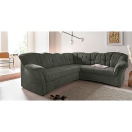 Ecksofa DOMO collection, B:242cm H:84cm T:190cm, grün, Struktur ( 90% Polyester, 10% Polyacryl);Microfaser PRIMABELLE (100% Polyester);Kunstleder