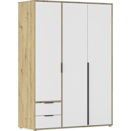 Drehtürenschrank Rauch, B:140cm H:194cm T:53cm, weiß, Holzwerkstoff, Schränke, "Kleiderschrank Schrank Garderobe Wäscheschrank NAGATA viel Stauraum",