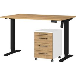 B&uuml;rom&ouml;bel-Set Germania, wei&szlig;, Metall, Spanplatte, Arbeitsm&ouml;bel-Sets, "Profi 3.0", B&uuml;rom&ouml;bel-Set bestehend aus Schreibtisch und Rollcontainer