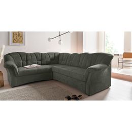 Ecksofa DOMO collection, B:242cm H:84cm T:190cm, grün, Struktur ( 90% Polyester, 10% Polyacryl);Microfaser PRIMABELLE (100% Polyester);Kunstleder
