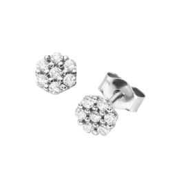 Luigi Merano Damen Paar Ohrstecker "Bl&uuml;te mit Zirkonia, Gold 375", Wei&szlig;gold 375, wei&szlig;, Wei&szlig;gold 375, Ohrringe