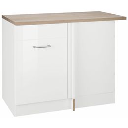 Eckunterschrank KOCHSTATION, B:110cm H:85cm T:60cm, weiß, Küche, Schränke, "KS-Utah"