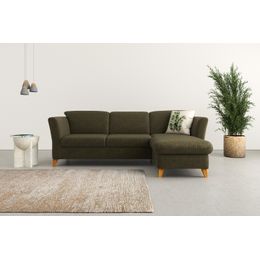 Ecksofa Home Affaire, B:249cm H:86cm T:162cm, grün, 100% Polyester, Wohnzimmer, Sofas, "Trelleborg L-Form", Federkern-Polsterung, wahlweise mit