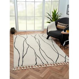 Hochflor-Teppich, B:100cm H:24mm L:200cm, schwarz-weiß, MyFlair MÖBEL & ACCESSOIRES, Polyester, Polypropylen (PP), Teppiche, "Moroccan Handwrite",