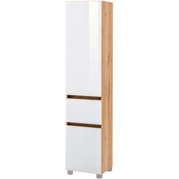 Seitenschrank Welltime, B:40cm H:180cm T:35cm, weiß, Holzwerkstoff, Schränke, "Horki", 40 cm breit, mit Schubkasten