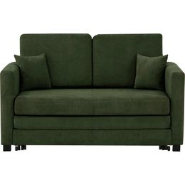 2-Sitzer Home Affaire, B:140cm H:87cm T:83cm, grün, Sofas, "Mexico", mit ausziehbarer Schlaffunktion
