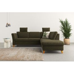 Ecksofa Home Affaire, B:252cm H:86cm T:213cm, grün, 100% Polyester, Wohnzimmer, Sofas, "Trelleborg L-Form", Federkern-Polsterung, wahlweise mit