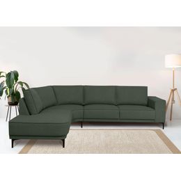 Ecksofa OTTO HOME, B:287cm H:85cm T:239cm, grün, 100% Polyester, Wohnzimmer, Sofas, "Casina", mit abgerundeter Ottomane, in einem weichen