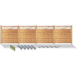 Konifera Sichtschutzelement "FRISCO", H/L: 180cm x 7,65m, Pfosten: 5 Stk., gr&uuml;n, Garten, Zaunelemente, sonniges Design, verschiedene L&auml;ngen