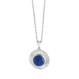 ZEEme Damen Kette mit Anhänger "Silber 925 rhodiniert 42+3cm glanz/matt mit echtem Lapis 10mm", 42+3cm, 3,3, Silber 925 (Sterlingsilber), L: 45 B: