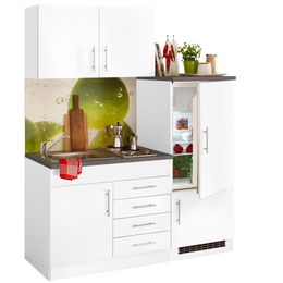 Pantryk&uuml;che KOCHSTATION, B:160cm T:60cm, wei&szlig;, Komplettk&uuml;chen-Sets, "KS-Toledo", mit E-Ger&auml;ten, Breite 160 cm