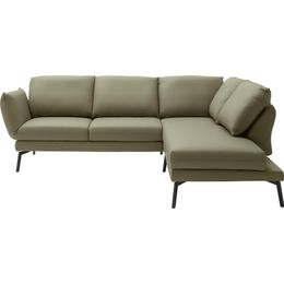 Schöner Wohnen Kollektion Ecksofa, B:329cm H:87cm T:259cm, grün, SCHÖNER WOHNEN-KOLLEKTION, 100% Leder, Wohnzimmer, Sofas, "Spin, Multifunktionssofa, bequem und hochwertige