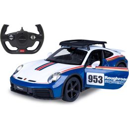 Jamara Kinder RC-Auto "Porsche 911 Dakar Performance 1:14 blau 2,4GHz", grün, B:14,4cm H:10,6cm T:32,3cm, Fernlenkfahrzeuge, mit LED Licht
