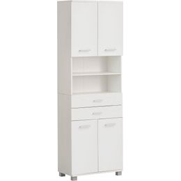 Hochschrank Welltime, B:59,8cm H:180,9cm T:32,6cm, weiß, FSC-zertifizierter Holzwerkstoff, Badezimmer, Schränke, "Palermo, Made in Germany", Breite