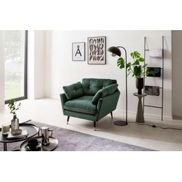 Loungesessel TRENDS BY HG, B:95cm H:84cm T:93cm, grün, 100% Polyester, Wohnzimmer, Sessel, "Amira", mit Strasssteinen und goldfarben Applikationen