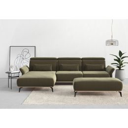 Ecksofa Places of Style, B:324cm H:93cm T:184cm, grün, 100% Polyester, Wohnzimmer, Sofas, "Fjord L-Form", massiv, wahlweise mit Armlehnfunktion,