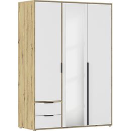 Drehtürenschrank Rauch, B:140cm H:194cm T:53cm, weiß, Holzwerkstoff, Schränke, "Kleiderschrank Schrank Garderobe Wäscheschrank NAGATA mit Spiegel",
