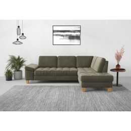 Sit & More Ecksofa SIT & MORE, B:261cm H:88cm T:179cm, grün, 100% Polyester, Wohnzimmer, Sofas, "Westham L-Form", mit Ottomane, mit oder ohne Bettfunktion,