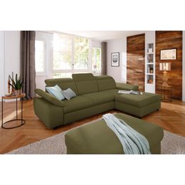 Ecksofa Home Affaire, B:287cm T:178cm, grün, Struktur fein (100% Polyester);Luxus-Microfaser Lederoptik (100% Polyester);Soft clean (98% Polyester,