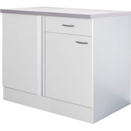 Eckunterschrank Flex-Well, B:110cm H:85cm T:60cm, wei&szlig;, Holzwerkstoff, K&uuml;che, Schr&auml;nke, "Wito", (B x H x T) 110/60 x 86 x 60 cm