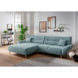 Ecksofa Inosign, B:290cm H:81cm T:166cm, grün, 100% Polyester, Wohnzimmer, Sofas, "Drago, elegant und zeitlos, komfortabel, Holzfuß, L-Form", frei im