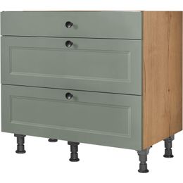 Kochfeldumbauschrank Nobilia, B:90cm H:87cm T:58,3cm, gr&uuml;n, Schr&auml;nke, ""Cascada", vormontiert, mit Schubkasten und Ausz&uuml;gen", in den Breiten 60 und