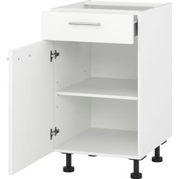 Unterschrank KOCHSTATION, B:60cm H:75cm T:56cm, weiß, Küche, Schränke, ""KS-Scafa" mit Schubkasten und einem Einlegeböden", in verschiedenen Breiten,