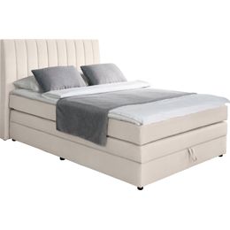Boxspringbett Alina, B:131cm L:212cm, wei&szlig;, Struktur fein XBO (100% Polyester), Jugendzimmer, Komplettbetten, "Marvin", inklusive Bettkasten und