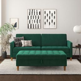 3-Sitzer DOREL HOME, B:203cm H:83cm T:83cm, grün, Veloursstoff 100% Polyester, Sofas, "Presley", Sofa mit Bett-Funktion und verstellbarer Rückenlehne