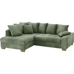 Ecksofa MR. COUCH, B:243cm H:88cm T:190cm, grün, Dolce (100% Polyester), Wohnzimmer, Sofas, "Nikita II, L-Form, bis 140kg pro Sitzplatz belastbar",
