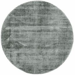 Teppich CarpetFine, H:13mm &Oslash;:80cm, gr&uuml;n, Viskose, Wohnzimmer, Teppiche, "Ava Viskoseteppich", Seidenoptik, leichter Glanz, Wohnzimmer